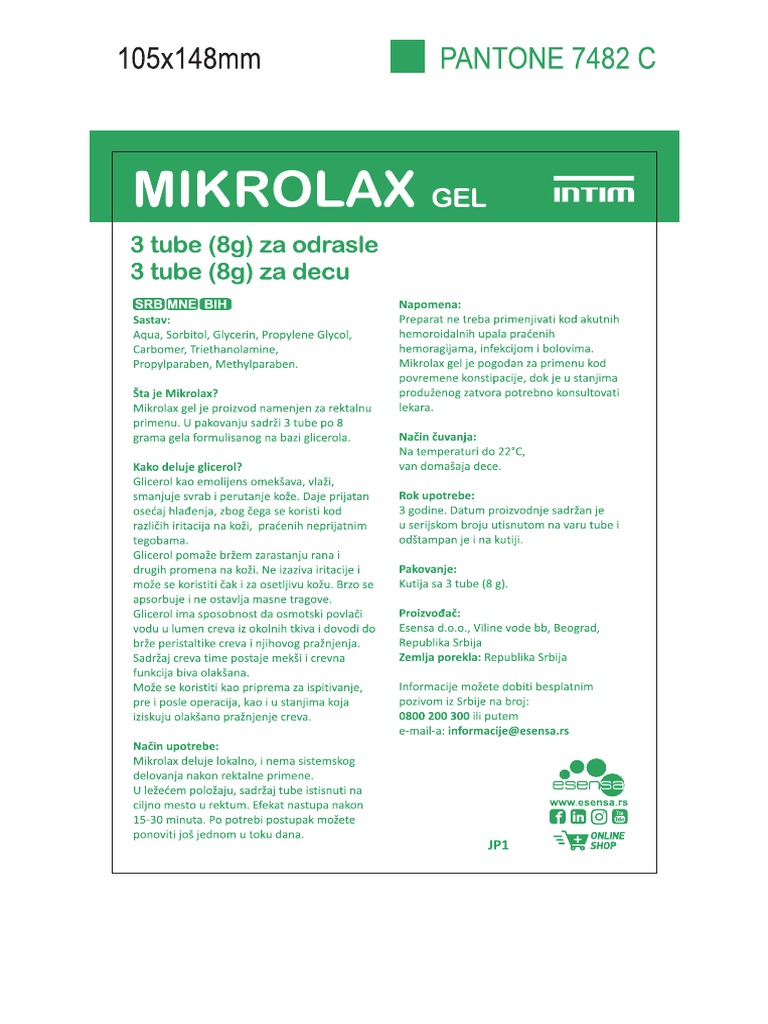 Uputstvo Mikrolax Glicerinski Gel Za Decu 3x8g 09.06.2021 Privremeno | PDF