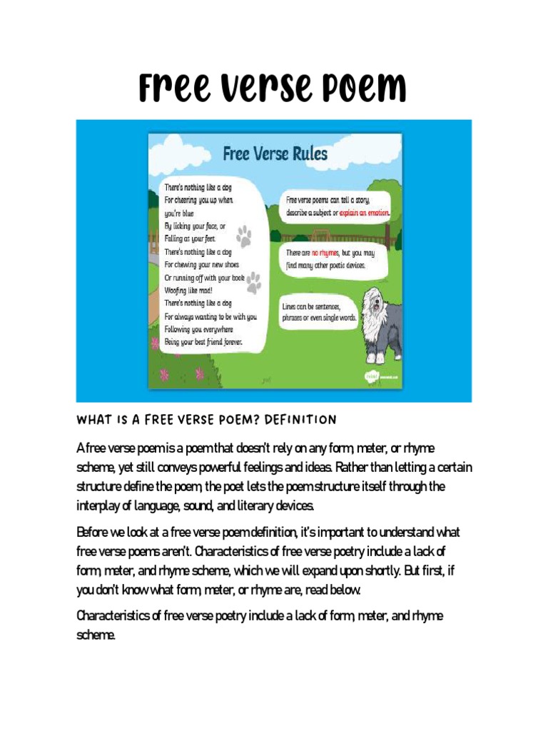 Free Verse Poem | PDF | Poetry | Metre (Poetry)