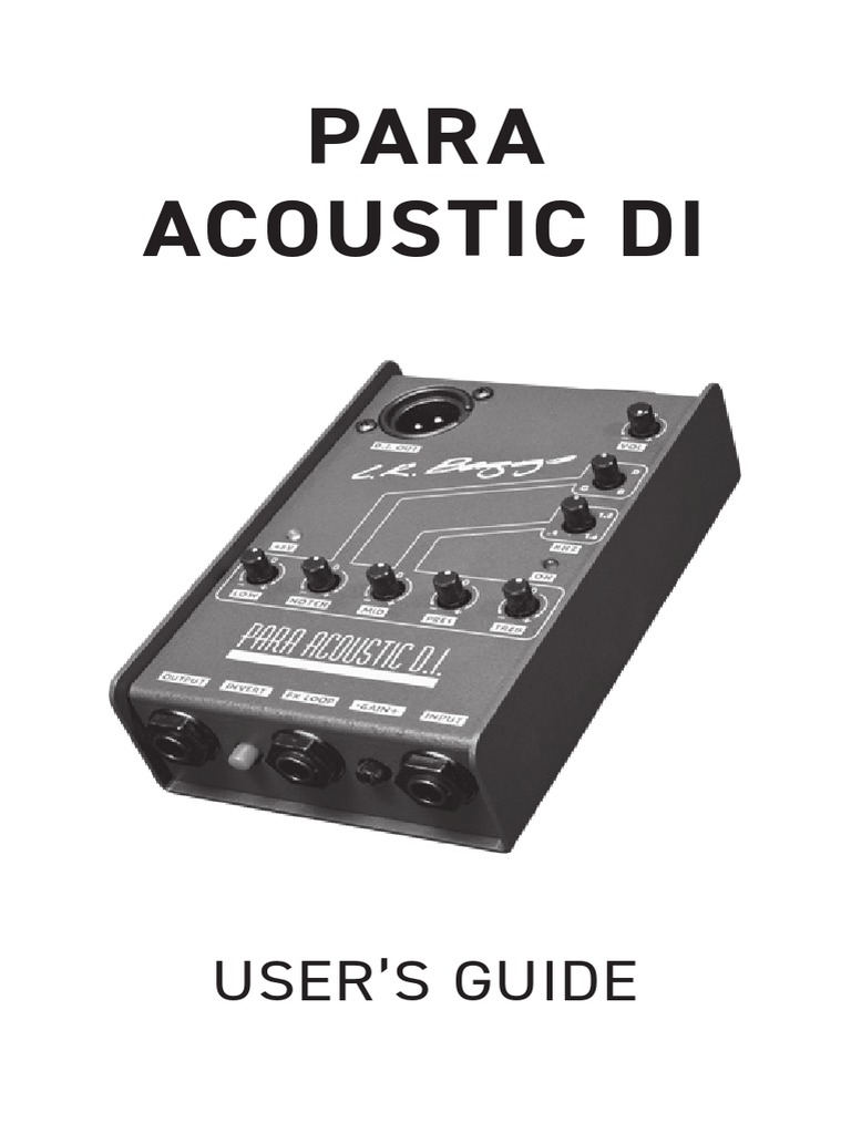 LR Baggs para Di Users Guide | PDF | Equalization (Audio) | Sound Recording