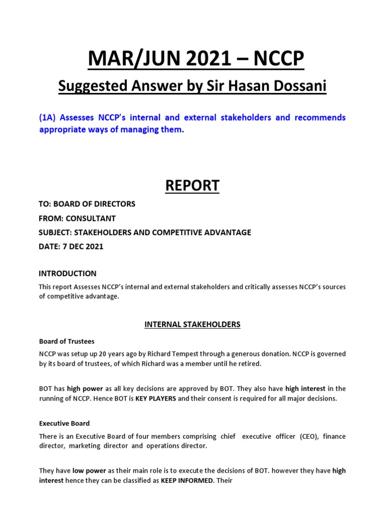 NCCP Stakeholder Analysis Report | PDF | Computer Security | Security