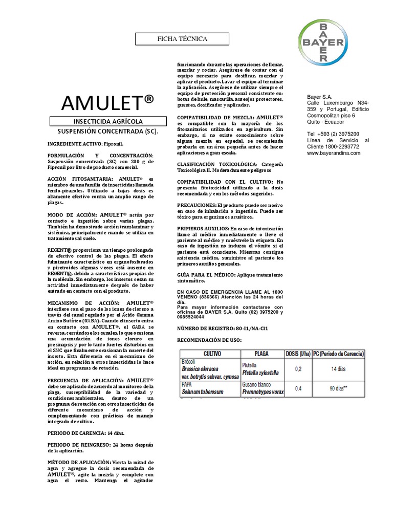Amulet | PDF | Insecticida | Especialidades Medicas