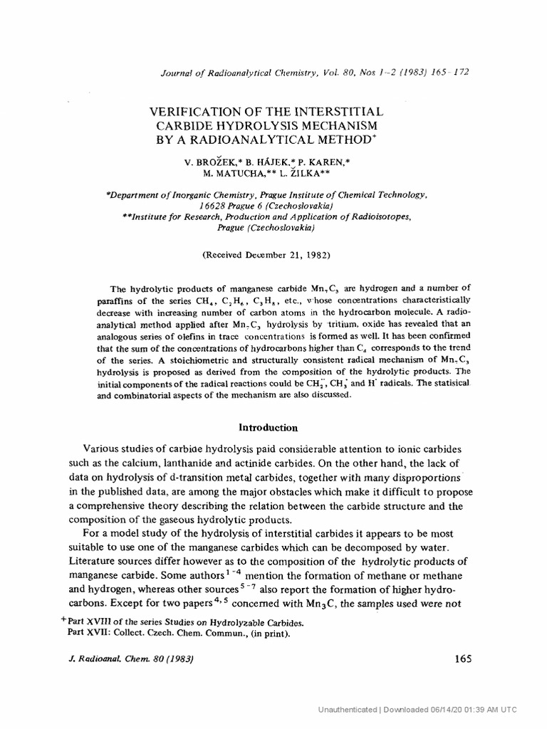Verification of The Interstitial Carbide Hydrolysis Mechanism | PDF ...