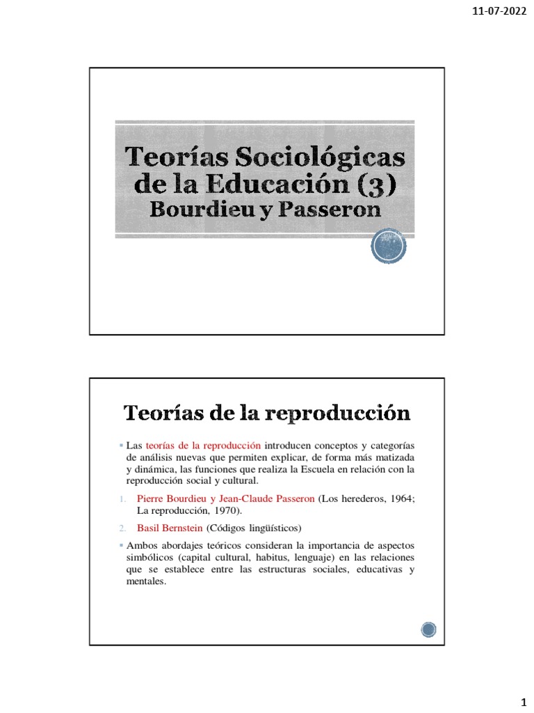 Teorias Sociologicas De La Educacion Pdf Desigualdad Social
