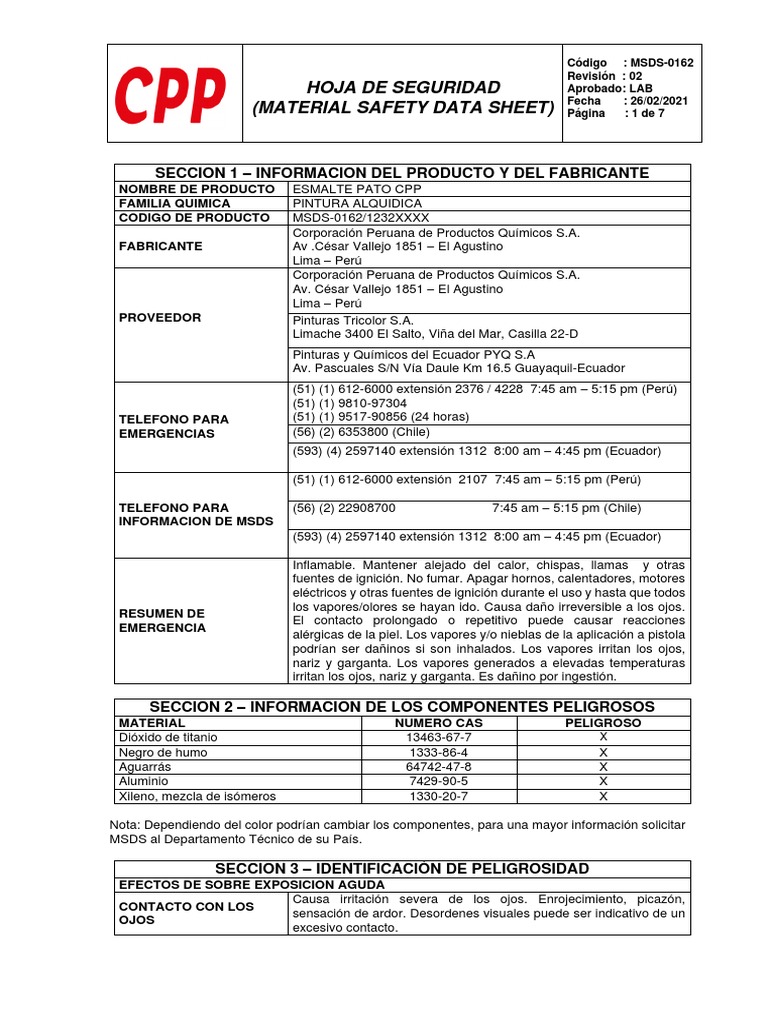 Esmalte Sintetico Pato - CPP | PDF | Agua | Incendios