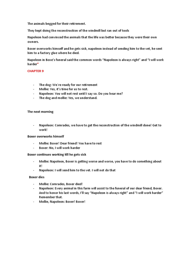 Animal Farm Chapter 9 and 10 | PDF