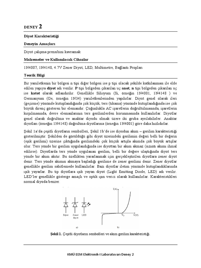 Elektronik 1 Deney 2 | PDF