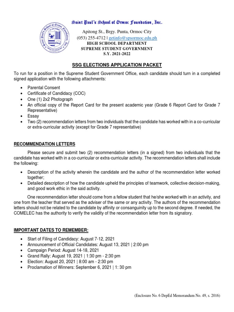 Ssg-Election-Filing-Forms-Fillable (Barsomo) | PDF | Social Institutions