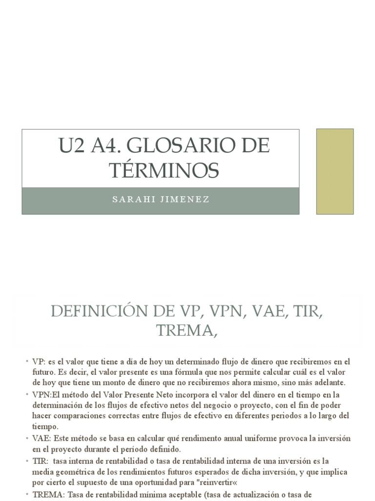 U2 A4. Glosario de Términos | PDF | Interés | Crédito