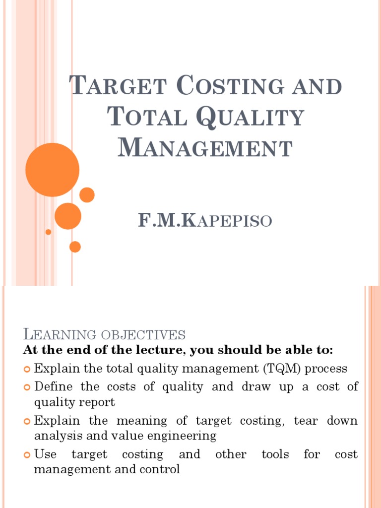 Target Costing & Total Quality Management | PDF | Quality (Business ...