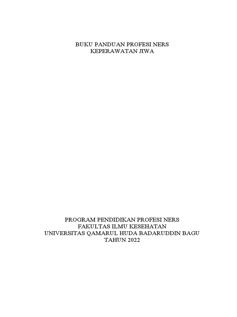 BUKU PANDUAN PROFESI NERS Stase Jiwa Baru | PDF