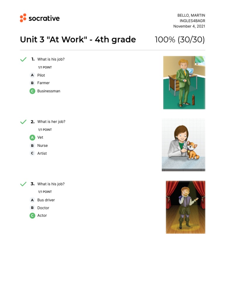Unit 3 at Work - 4th Grade | PDF