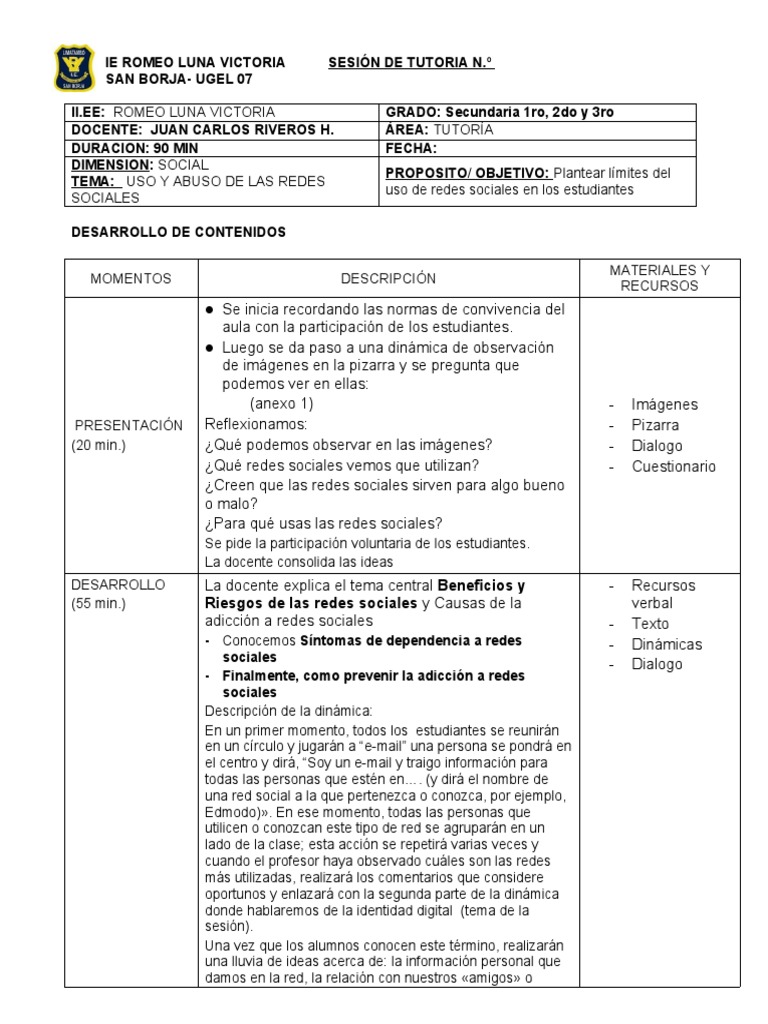 BENEFICIOS Y RIESGOS DE LAS REDES SOCIALES 1°, 2° y 3° AÑO | PDF | Servicio de redes sociales ...