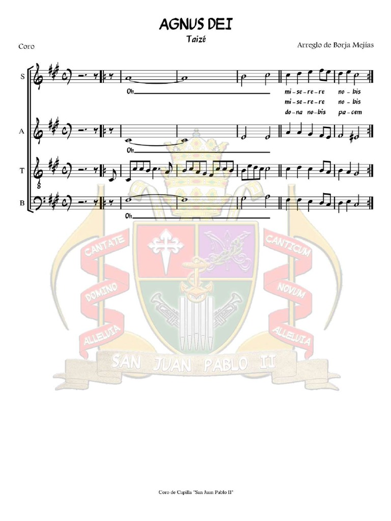 AGNUS DEI - Misa de Taizé SATB | PDF