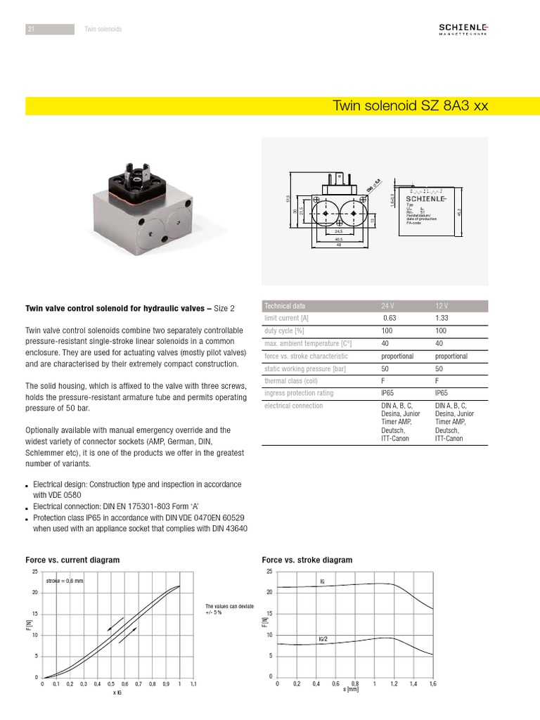 Twin Solenoid SZ 8a3 XX Datenblatt 2019 | PDF | Electrical Connector | Valve
