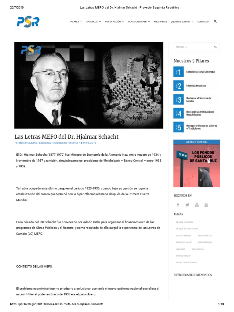 Las Letras MEFO Del Dr. Hjalmar Schacht - Proyecto Segunda República ...