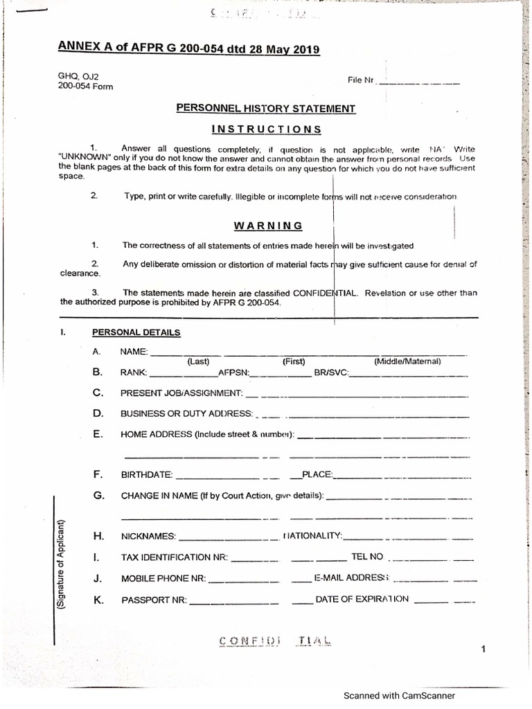 AFP Form 1 | PDF