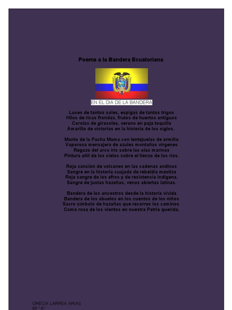 Poema A La Bandera Ecuatoriana | PDF | Poesía