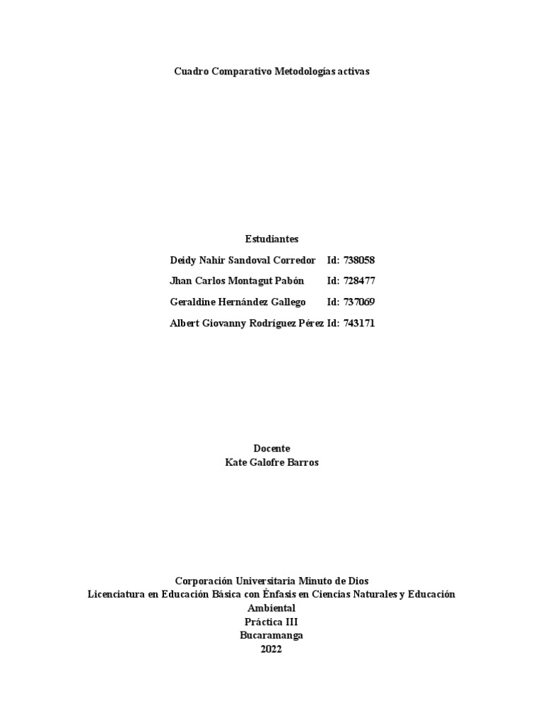 Cuadro Comparativo Metodologías Activas | PDF | Aprendizaje | Evaluación Cuadro Comparativo Metodologías Activas | PDF | Aprendizaje | Evaluación