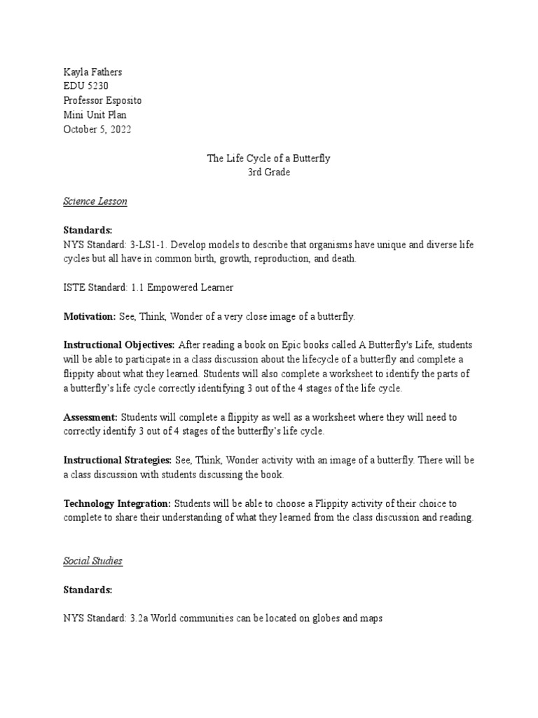 Mini Unit Plan 5230 | PDF