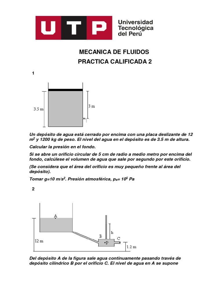 Mecanica de Fluidos (Practica Calificada 2) | PDF