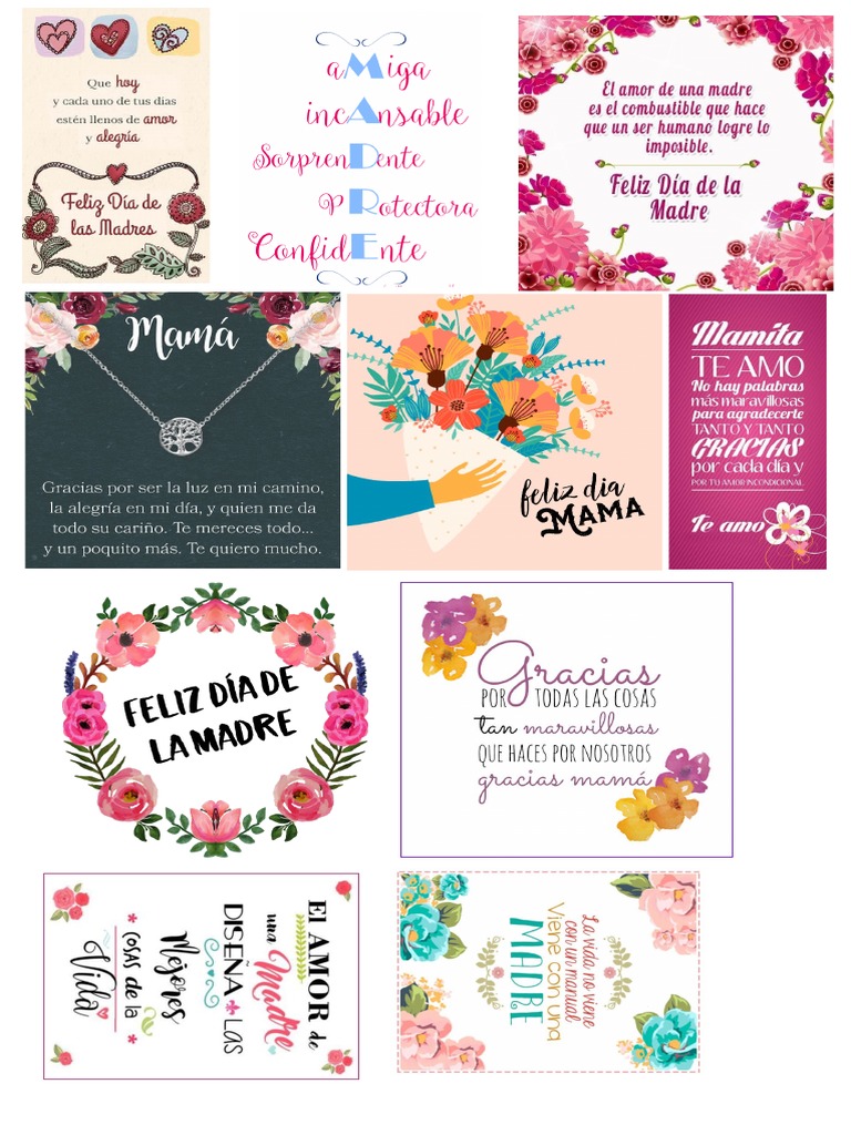 Tarjetas Dia De La Madre Pdf