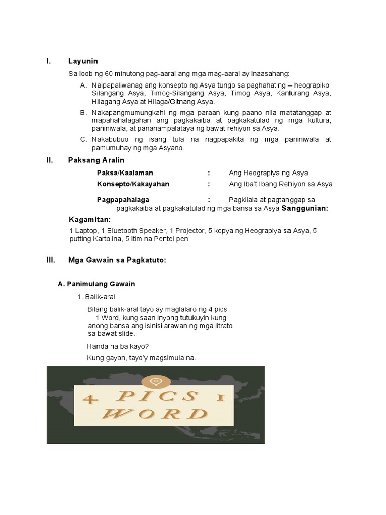 Isang Banghay Aralin Sa Pagtuturo NG Ara | PDF