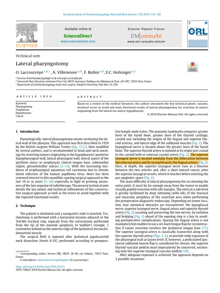 Lateral Pharyngotomy | PDF