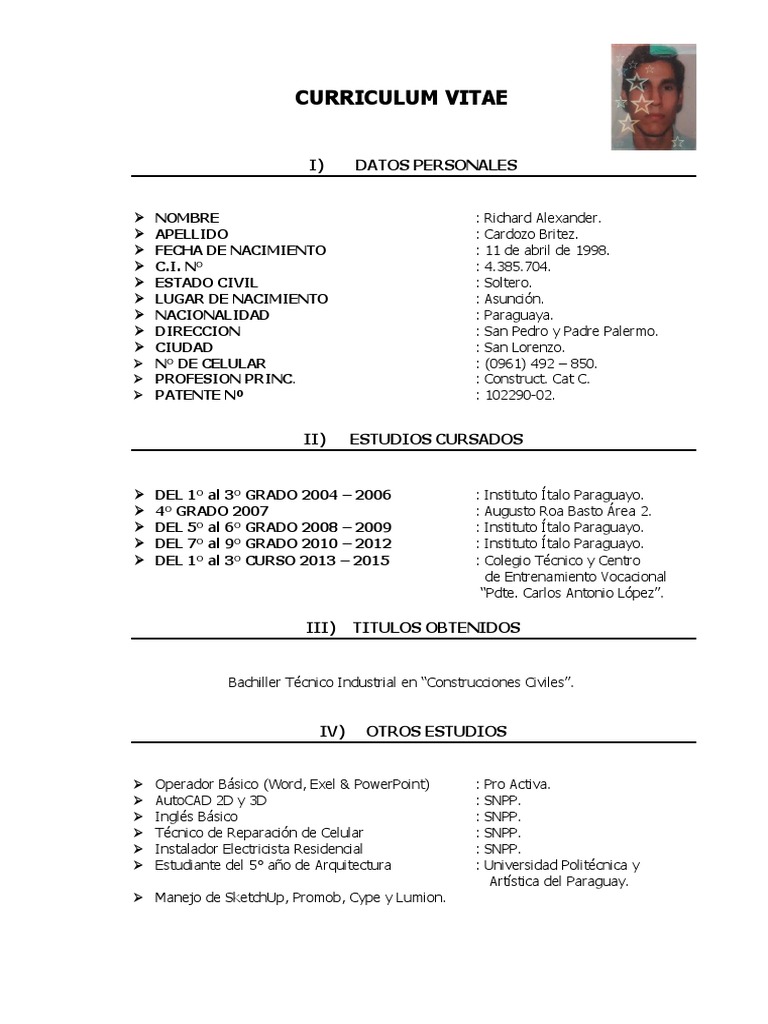 Curriculum Vitae de Richard Cardozo | PDF