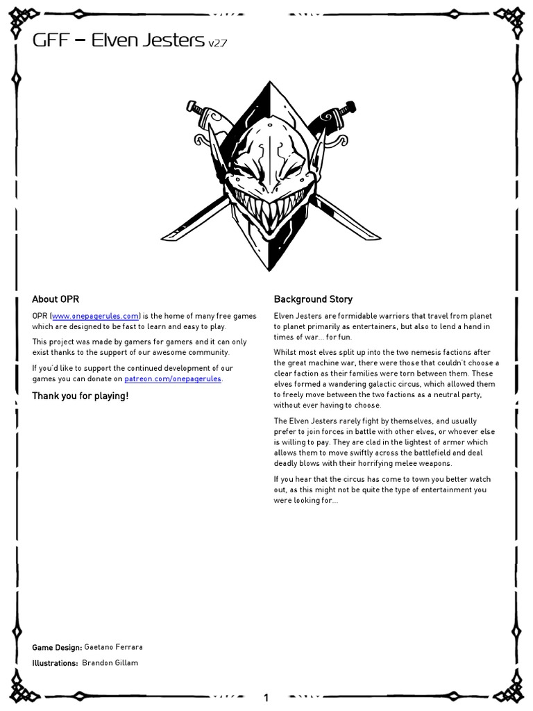GFF - Elven Jesters v2.7 | PDF