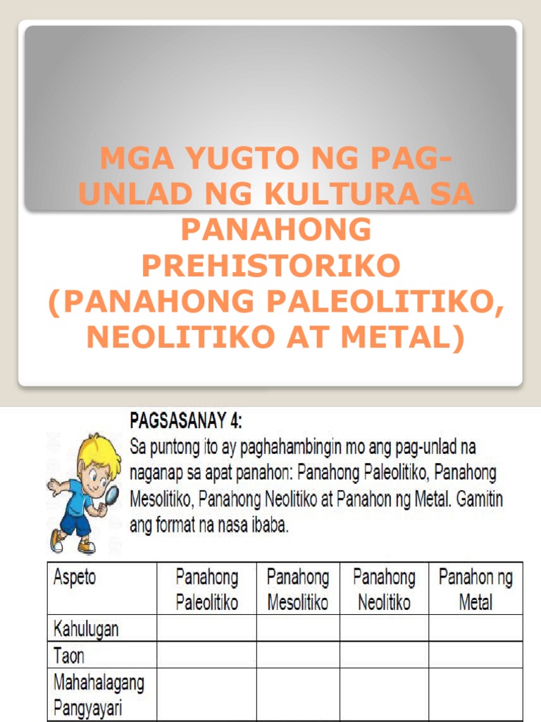 Mga Yugto NG Pag-Unlad NG Kultura Sa Panahong | PDF