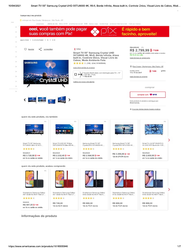 TV Samsung UN55TU8000 - Site Americanas | PDF