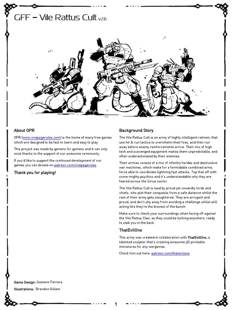 GFF - Vile Rattus Cult v2.6 | PDF | Military Technology | Ballistics