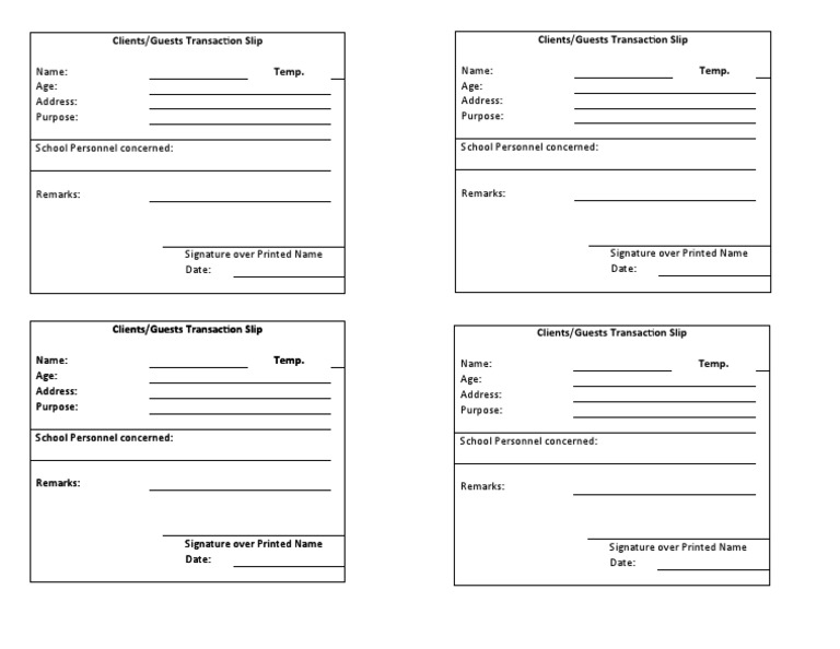 Clients Transaction Slip | PDF