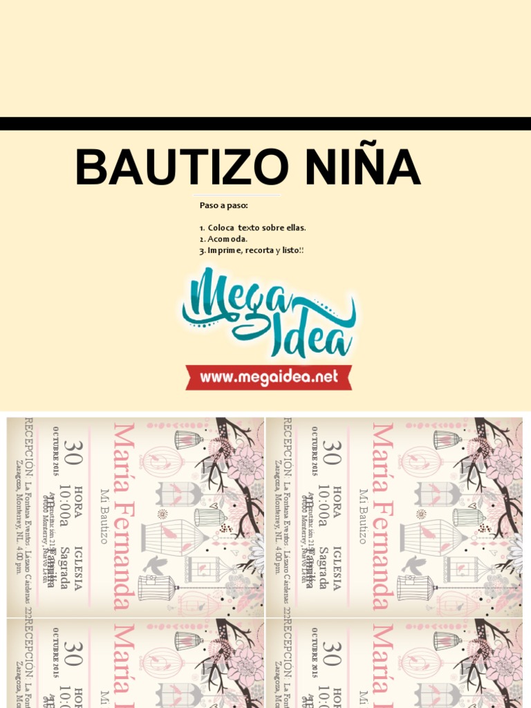 Kit Imprimible Pajarito Bautizo Nina | PDF