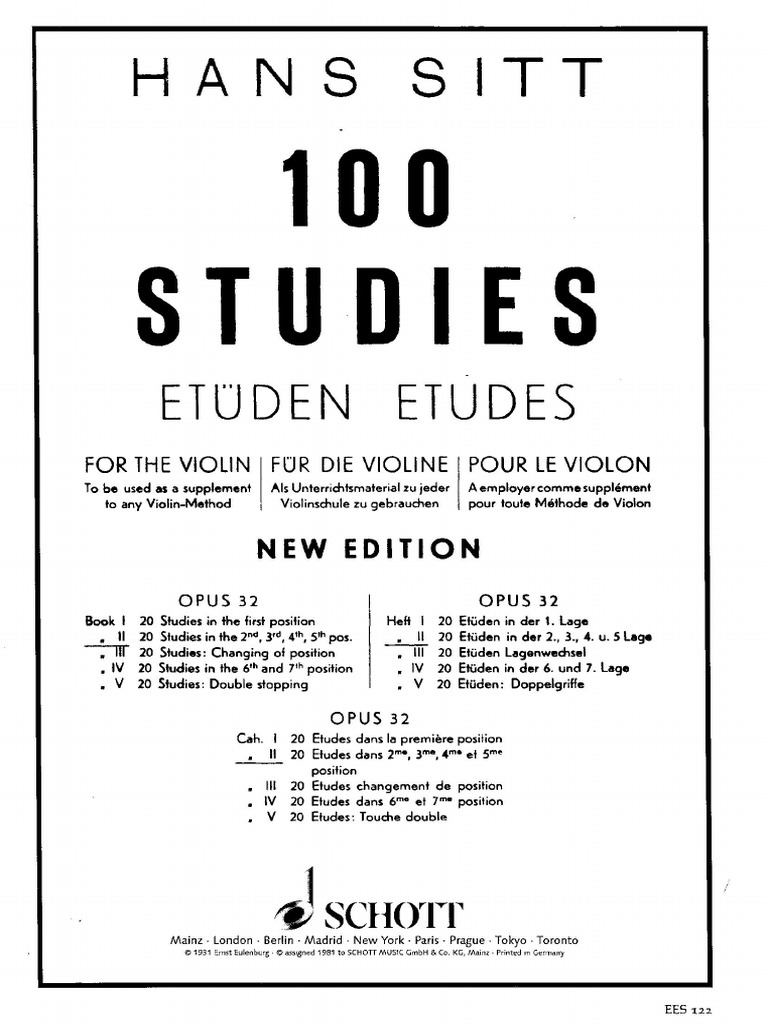 Hans Sitt - Violin Method - Volume II-1 | PDF