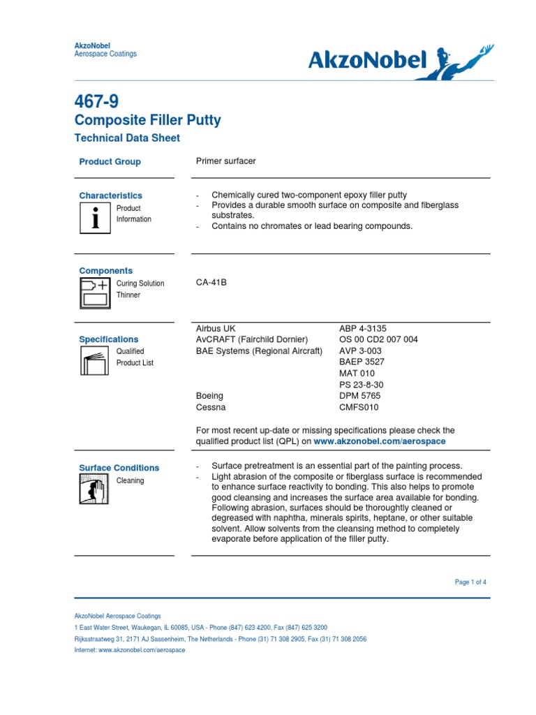 Composite Filler Putty: Technical Data Sheet | PDF | Materials | Chemistry