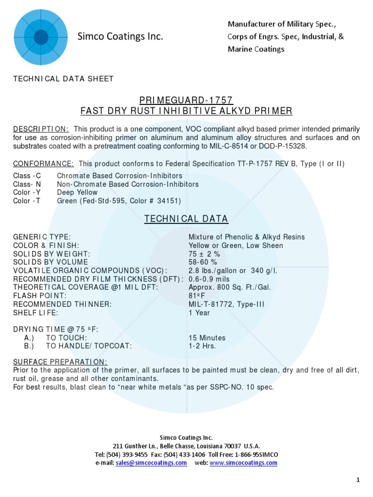 Primeguard-1757 Spray | PDF | Paint | Chemistry