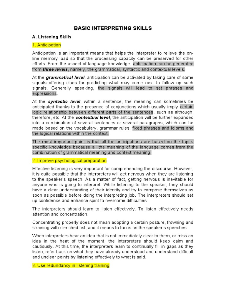 Basic Interpreting Skills | PDF | Language Interpretation | English ... Basic Interpreting Skills | PDF | Language Interpretation | English ...