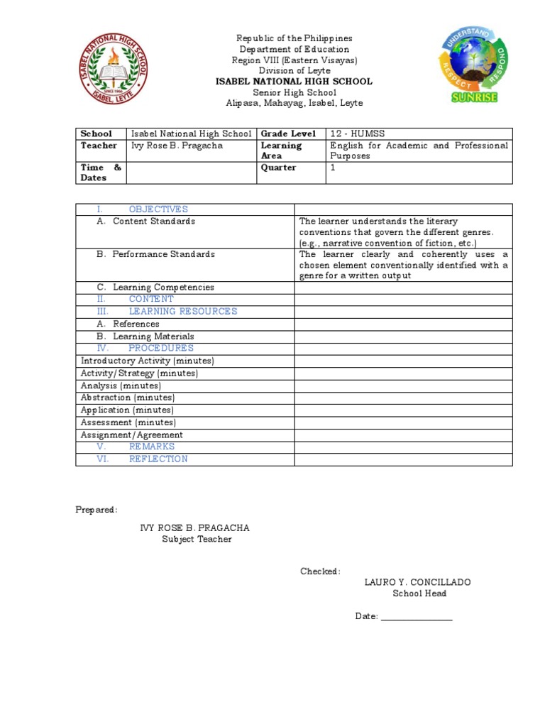 Lesson Plan Format 2022-2023 | PDF