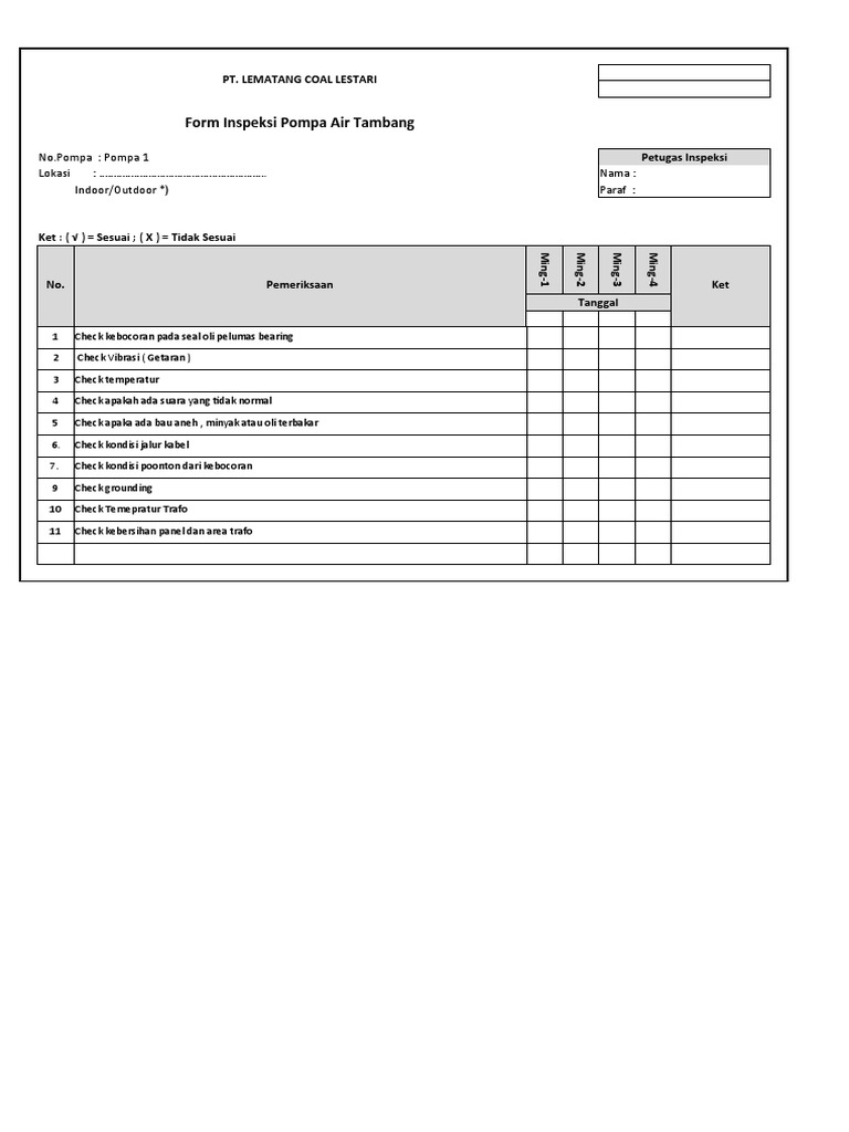 Check List Pompa | PDF