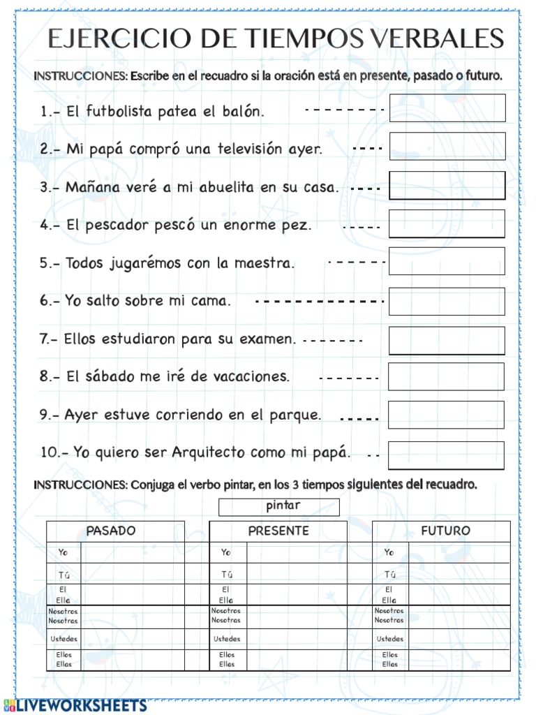Ejercicios De Tiempos Verbales Pdf