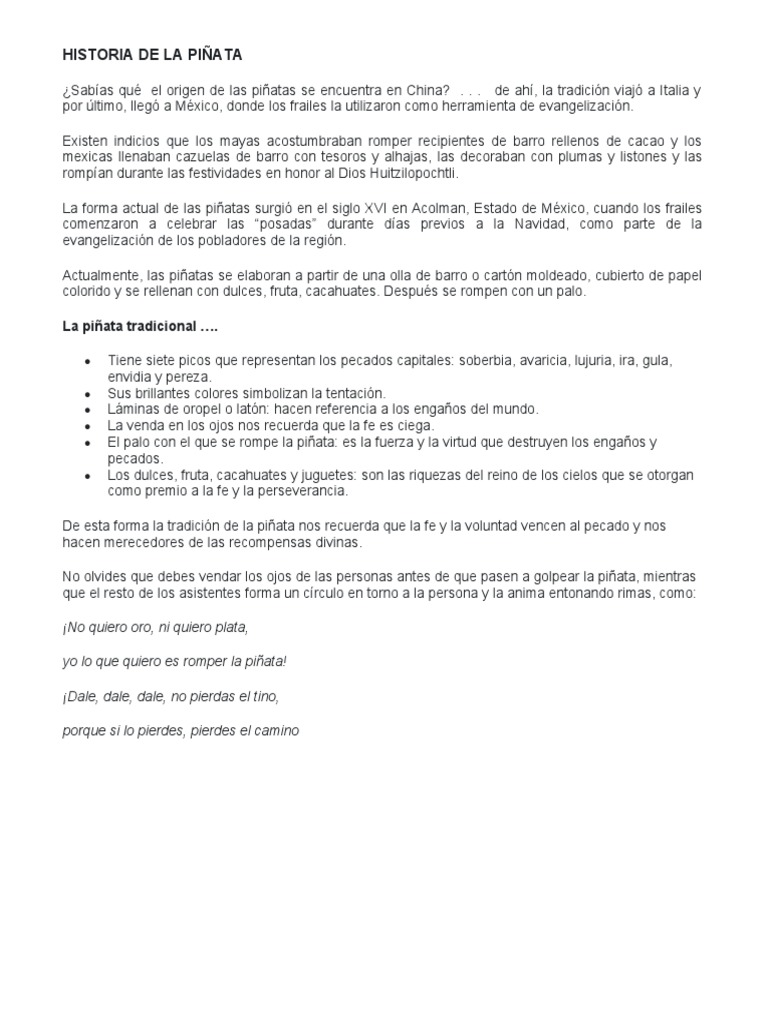 Historia de La Piñata | PDF