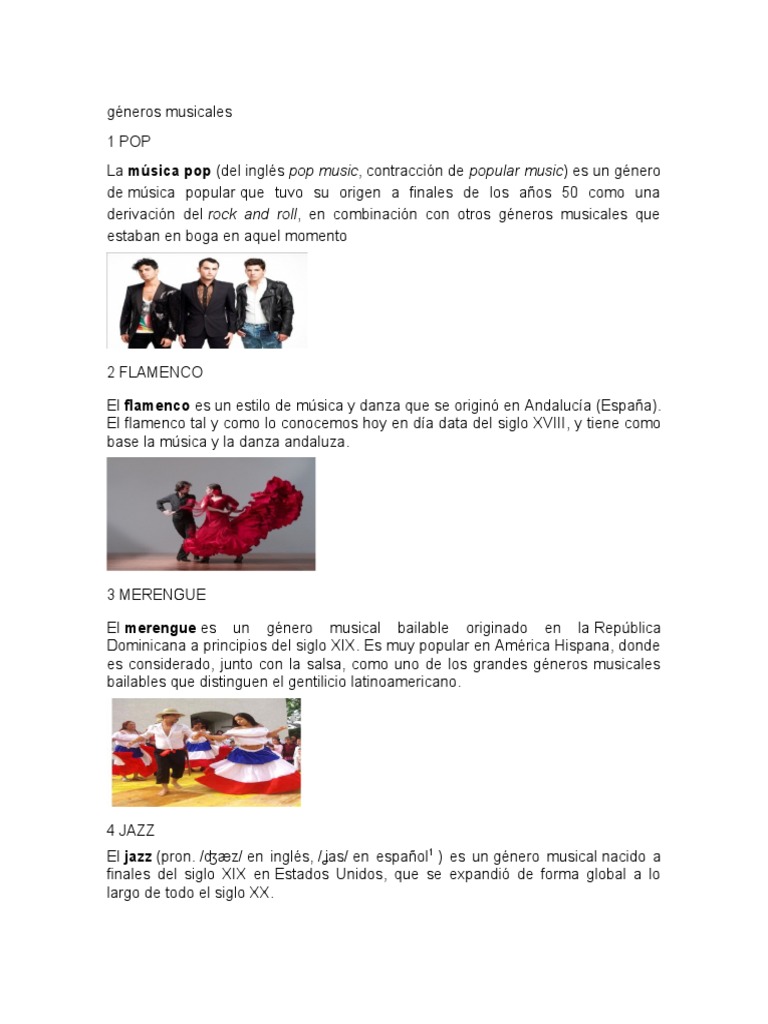 Principales géneros musicales del mundo | PDF | Rock and roll | Estilos ...