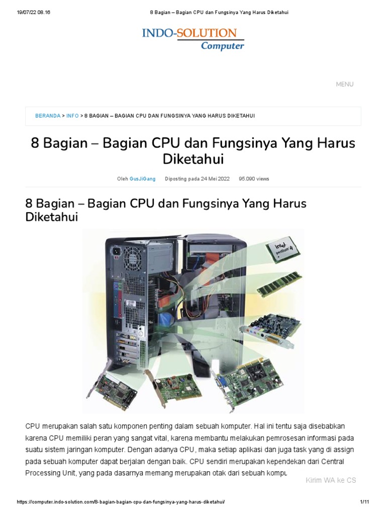 8 Bagian - Bagian CPU Dan Fungsinya Yang Harus Diketahui | PDF