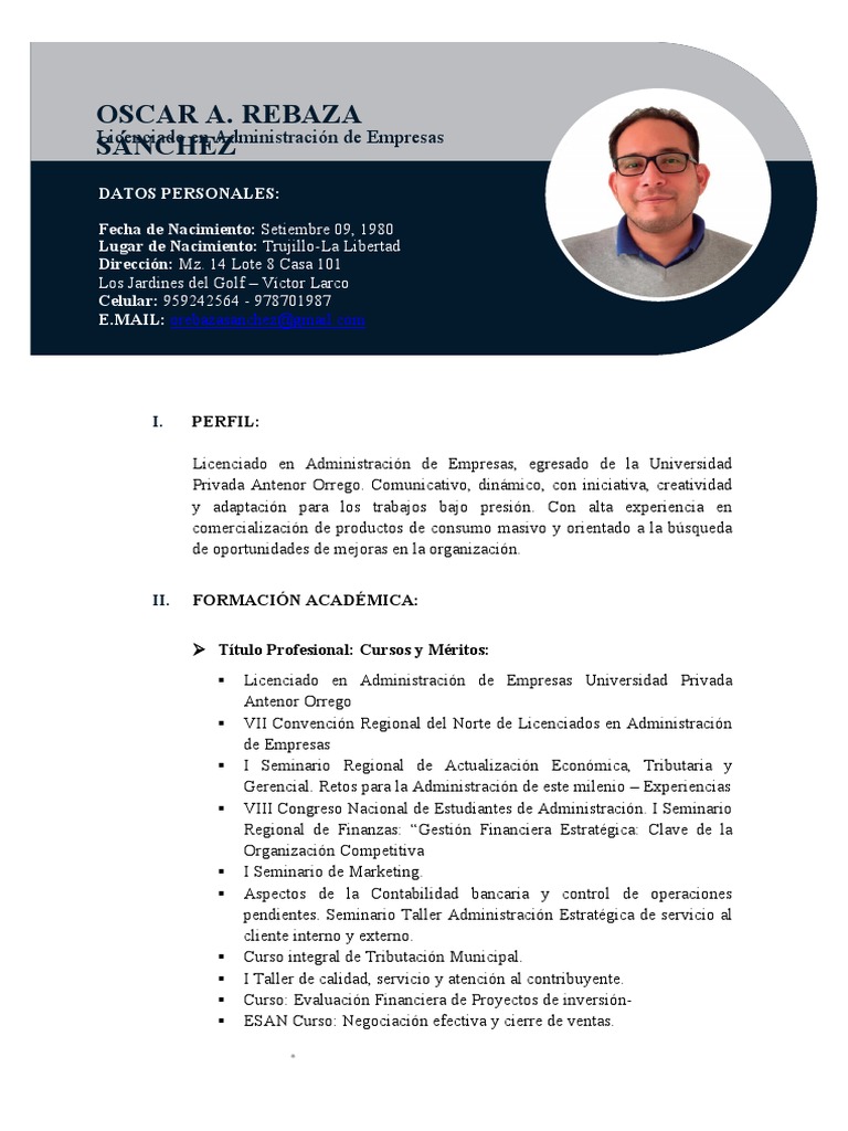 CV - Oscar S | PDF | Economias