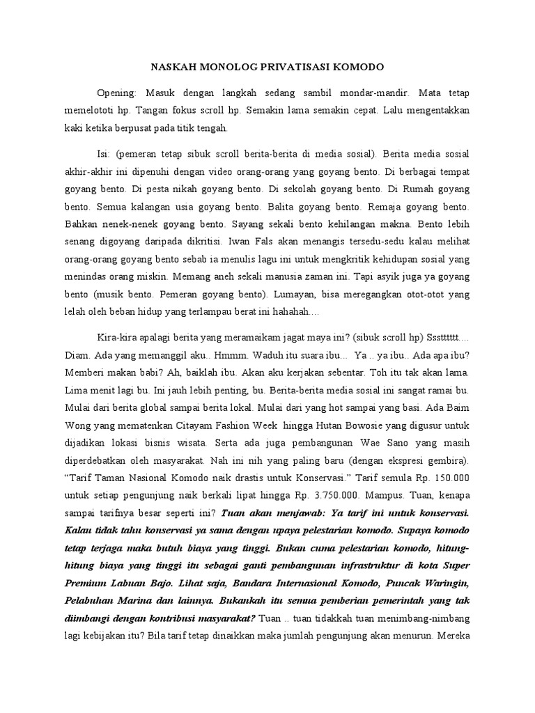 Naskah Monolog | PDF | Kajian Bahasa Asing | Seni