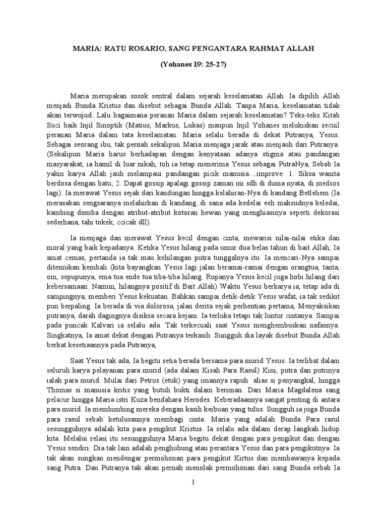 Maria: Ratu Rosario, Perantara Rahmat Allah | PDF | Agama & Spiritualitas