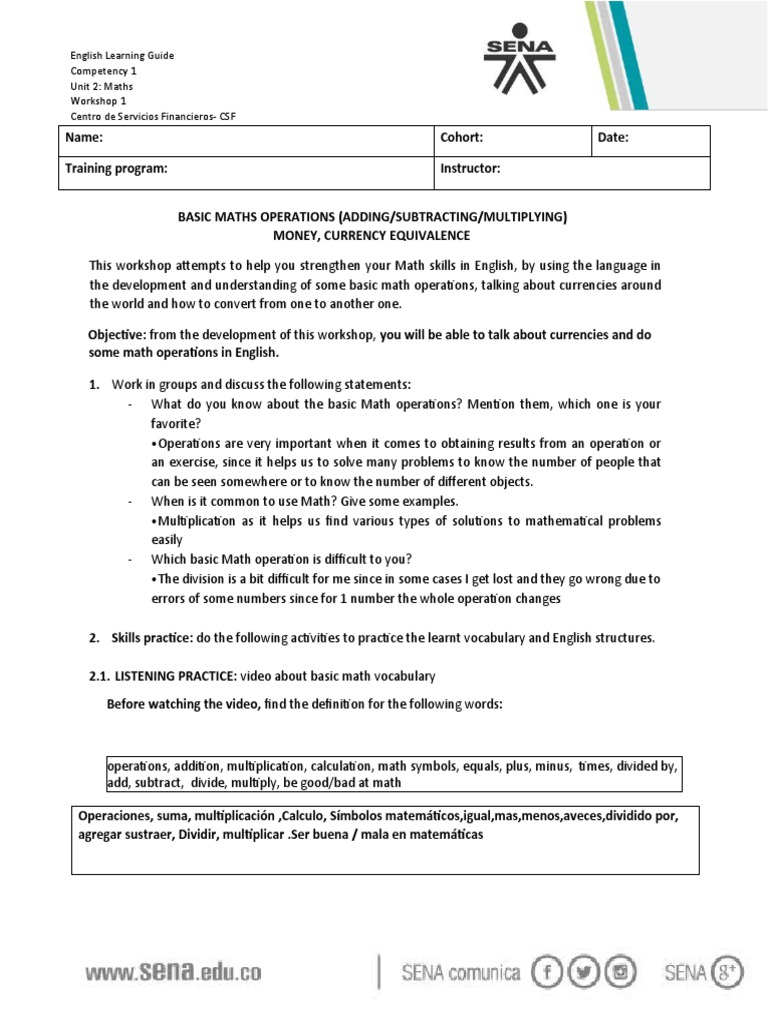 Basic Math Vocabulary | PDF | Multiplication | Mathematics