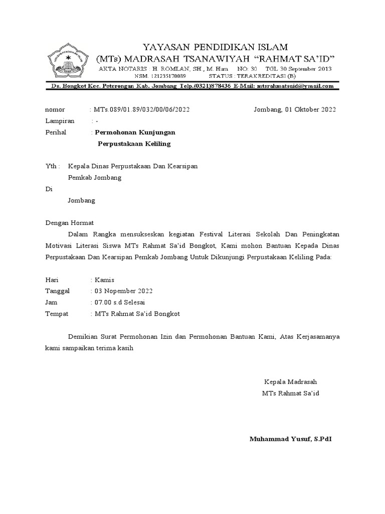 Permohonan MOU Perpus | PDF