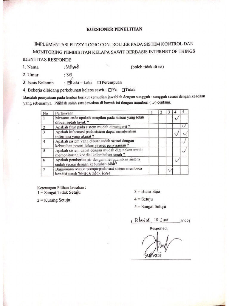 Kuisioner Contoh | PDF
